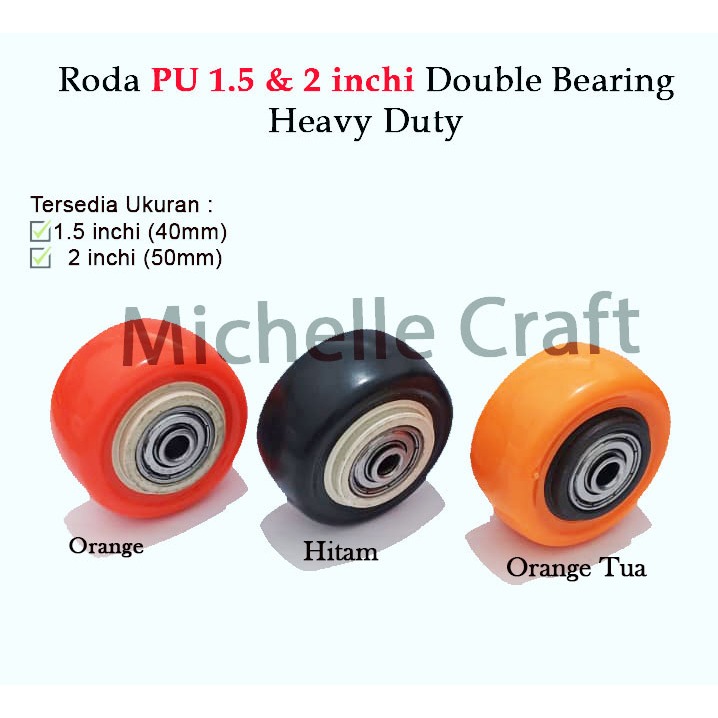 Jual Roda PU 1.5 & 2 inch +Bearing Wheel Only - WO Polyurethane ...