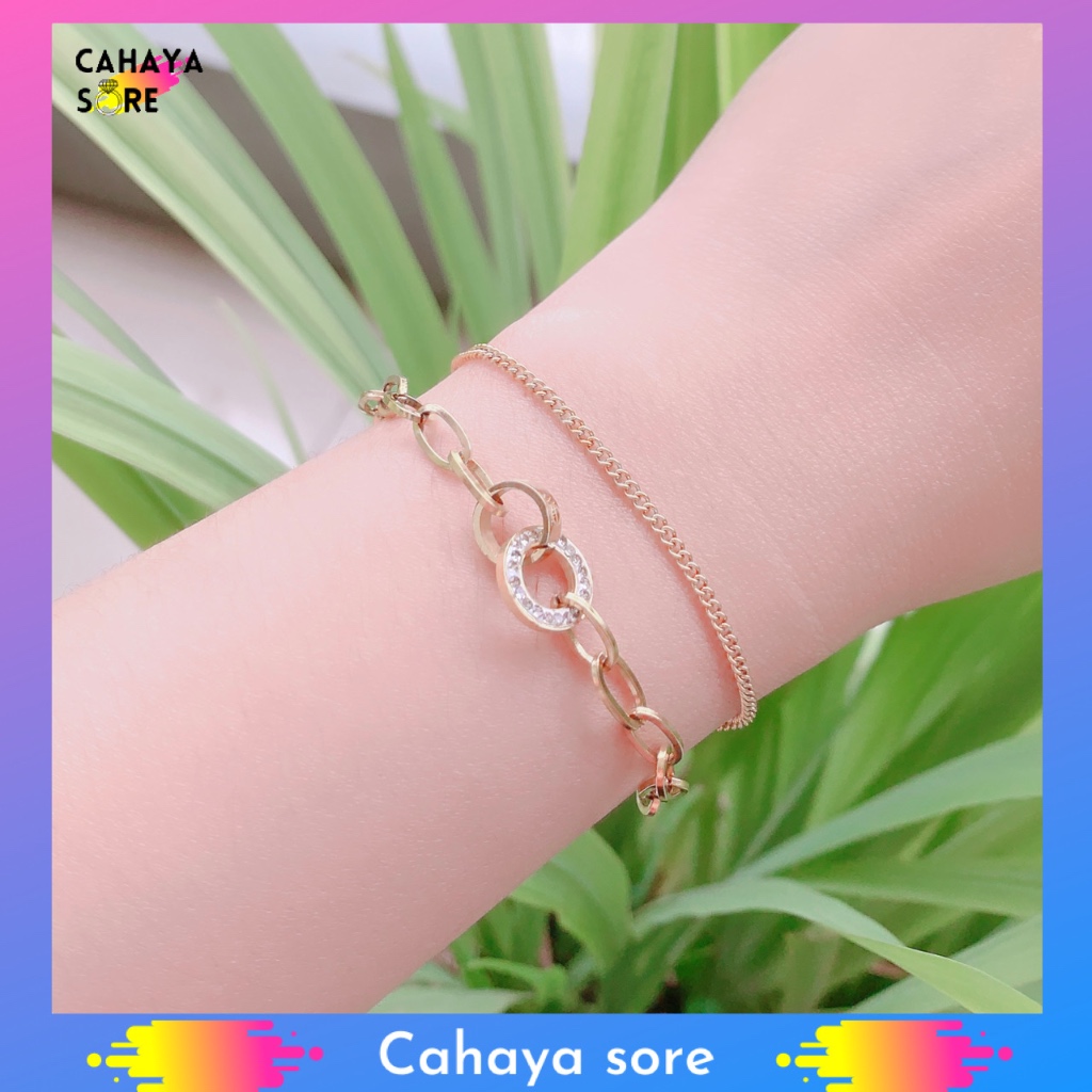 Jual Titanium Gold Gelang Tangan Model Rantai Unisex G82 | Shopee Indonesia
