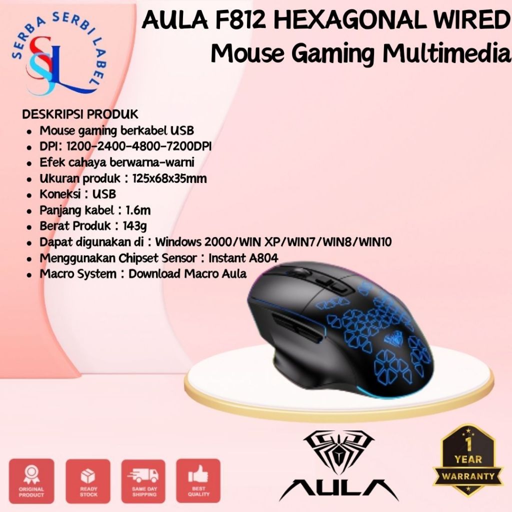 Jual Mouse Gaming Hexagonal Style AULA F-812 Macro-RGB-7200DPI-AULA F812 | Shopee Indonesia