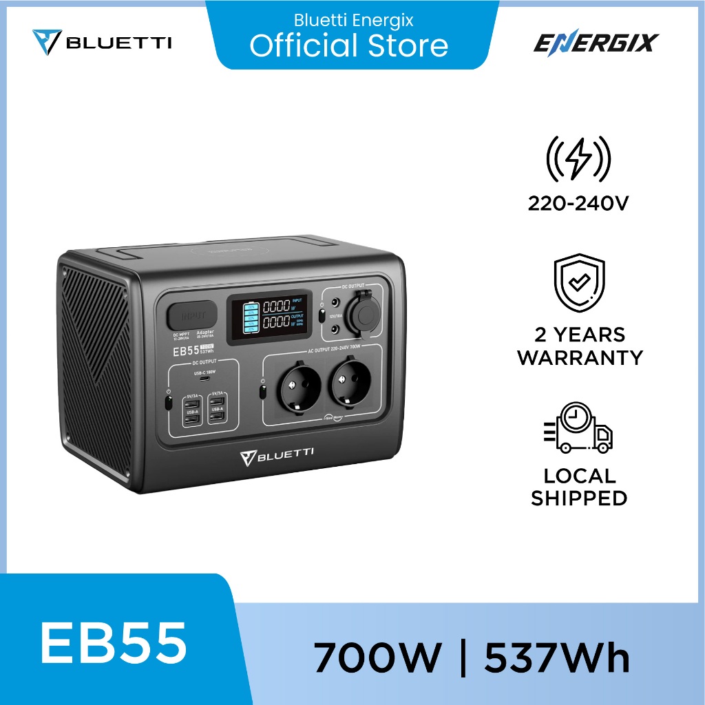 Jual BLUETTI EB55 Portable Power Station | 700W 537Wh | Shopee Indonesia