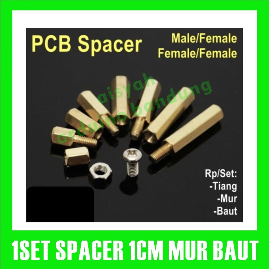 Jual 1 SET NUT SCREW SPACER 1CM 1 CM 10MM 10 MM M3 LOGAM BESI KUNINGAN ...