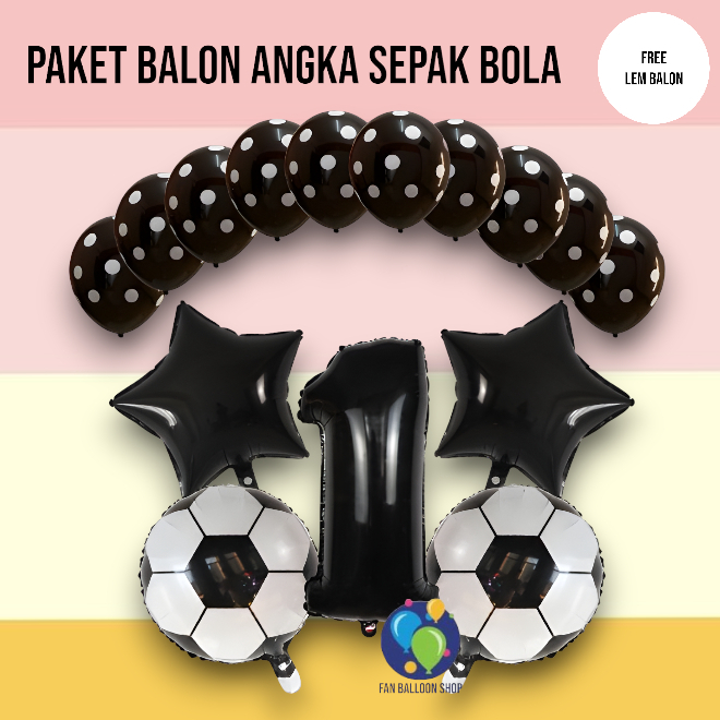 Jual Paket Balon Sepak Bola Angka / Set Dekorasi Ulang Tahun Anak Socce ...