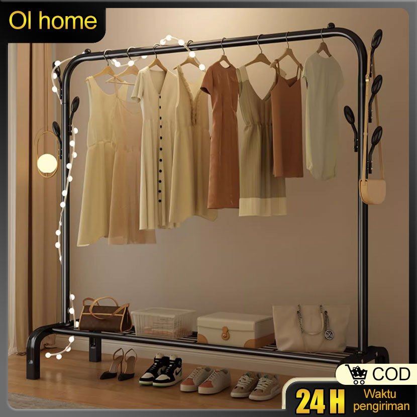 Jual Rak Besi Gantungan Stand Hanger Baju Pakaian Rak Jemuran Portable ...