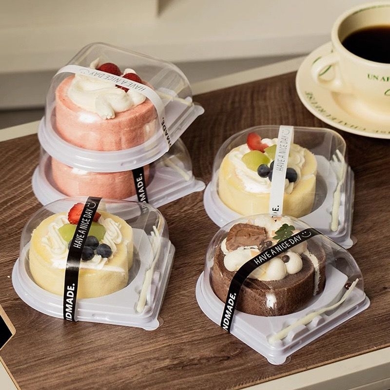 Jual 10pcs PREMIUM tray mika kue box kotak slice cake dessert tray kue ...