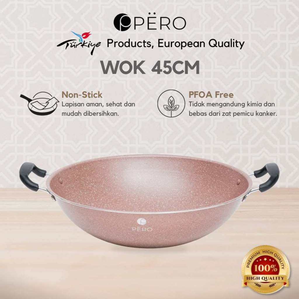 Jual Pero Wokpan Jumbo 2 Handle Granite Nonstick / Wok Rendang Jumbo ...