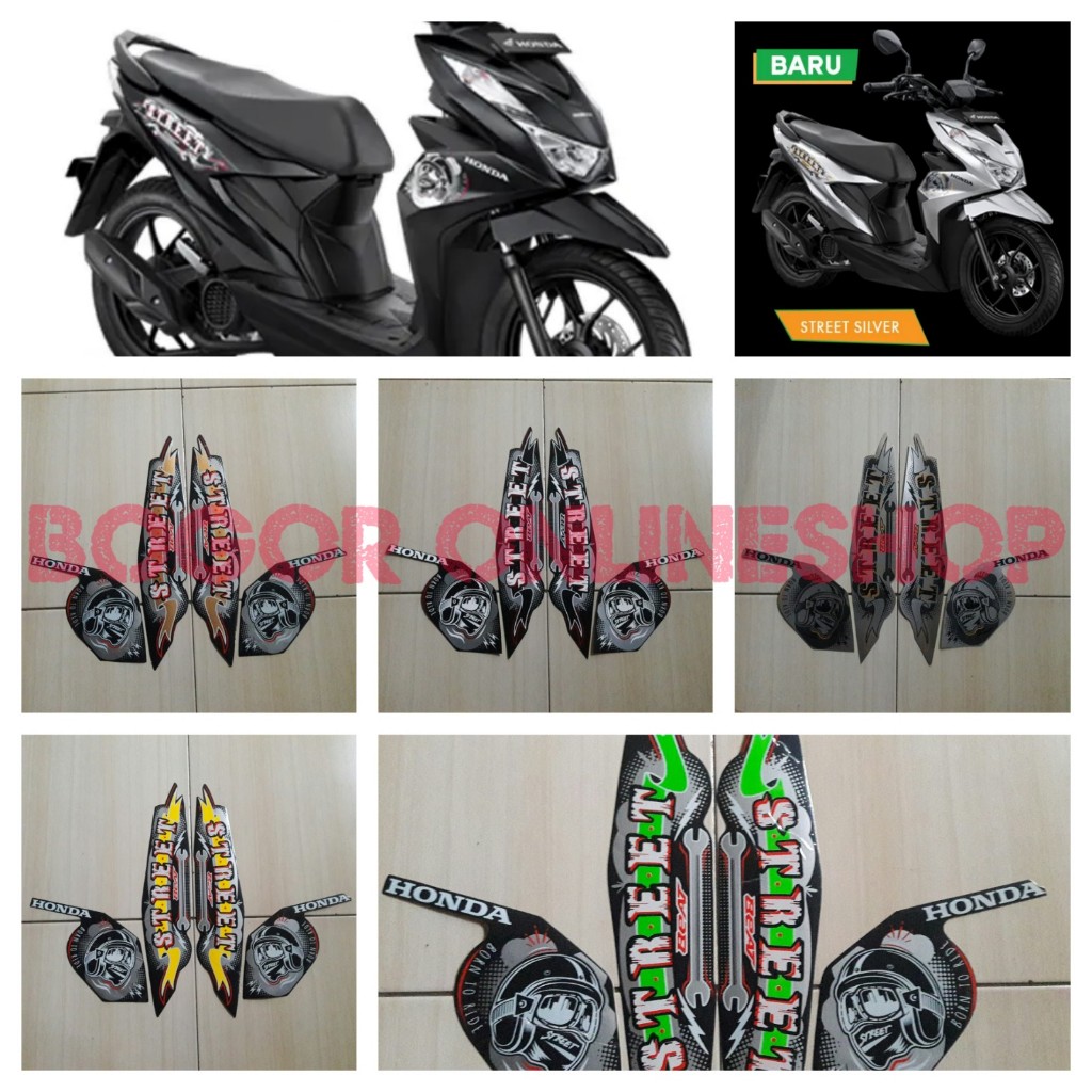 Jual sticker striping body motor honda beat street 2023 full hitam ...