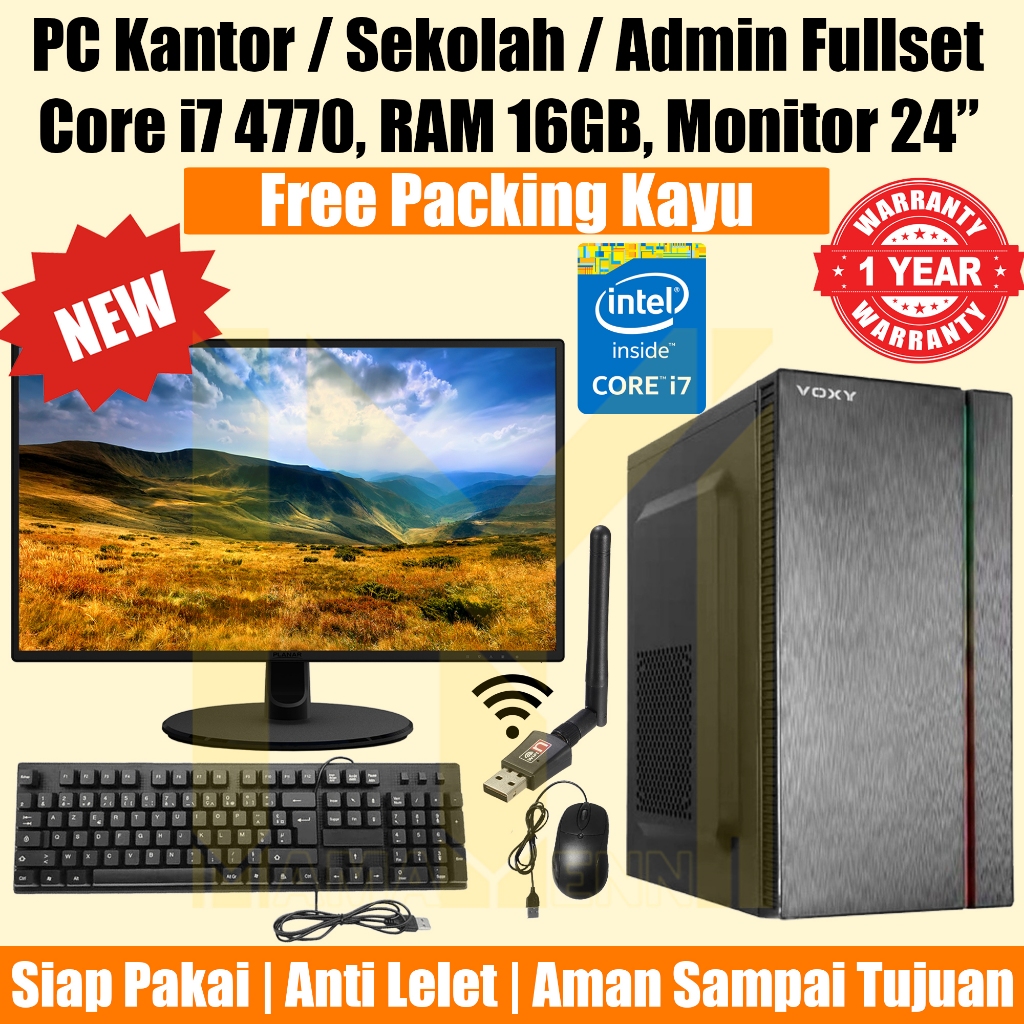 Jual PC Kantor Core i7 4770 RAM 16GB SSD HDD /Komputer/CPU Rakitan Gen 4 Office/Admin/Sekolah I7 ...