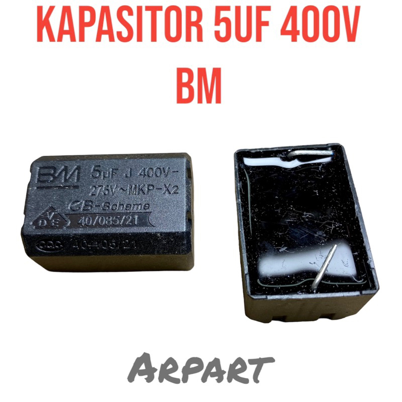 Jual kapasitor 5uf 400v 275vac BM hitam horizontal | Shopee Indonesia