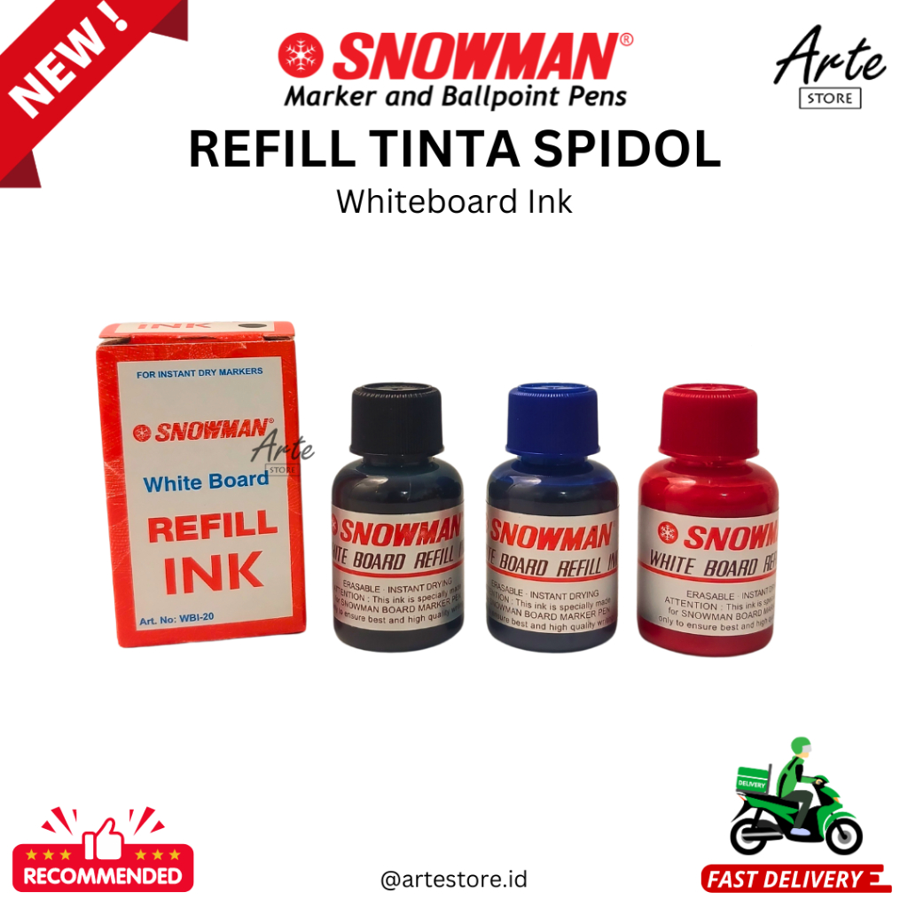 Jual Isi Tinta Spidol Snowman Boardmarker - Whiteboard Refill Marking ...