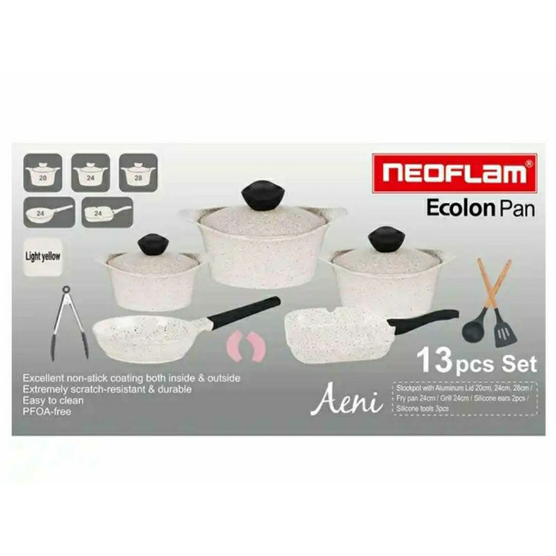 Jual 12 pcs set Neoflam Korean Ecolon Ceramic Coating Pan and Granite Pan | Shopee Indonesia