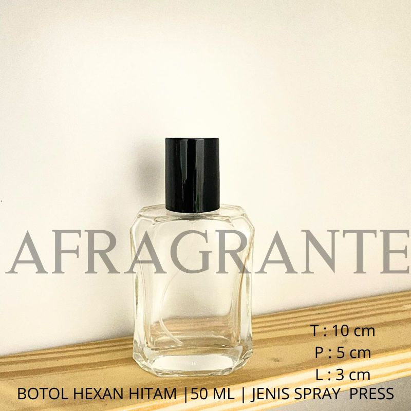 Jual botol parfum hexan 50 ml hitam press- botol parfum kosong- botol ...