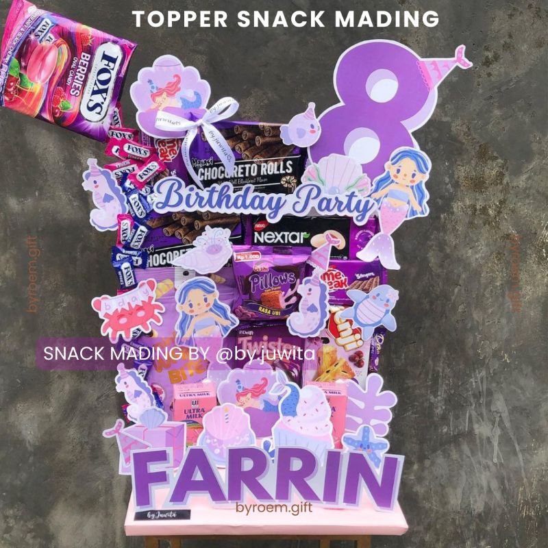 Jual [1 SET] TOPPER TEBAL PREMIUM MERMAID UNTUK SNACK MADING SNACK ...