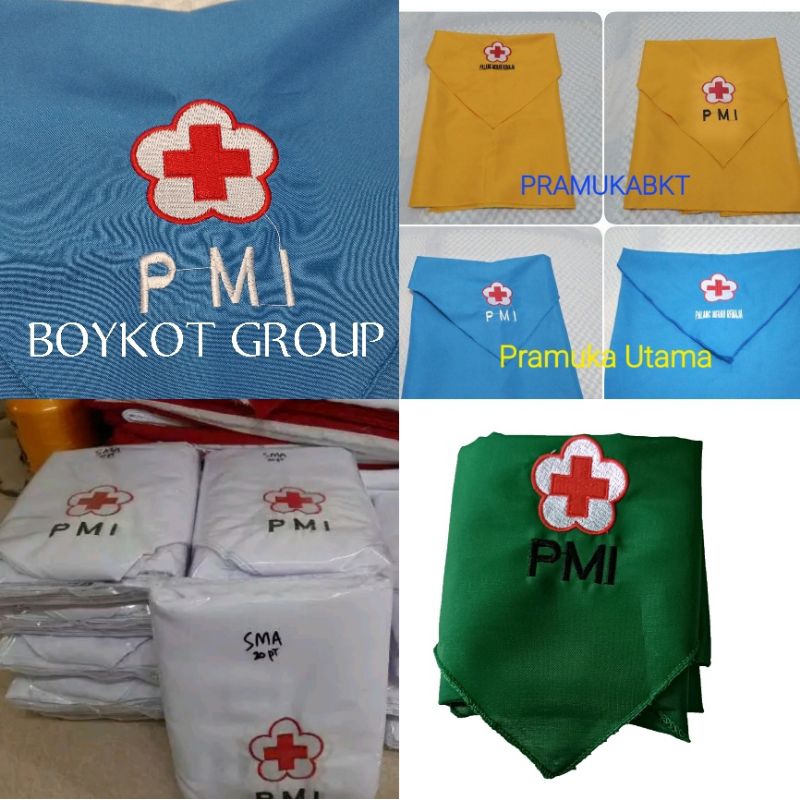 Jual Syal PMI Bordir / slayer PMR palang merah Indonesia bijian ...