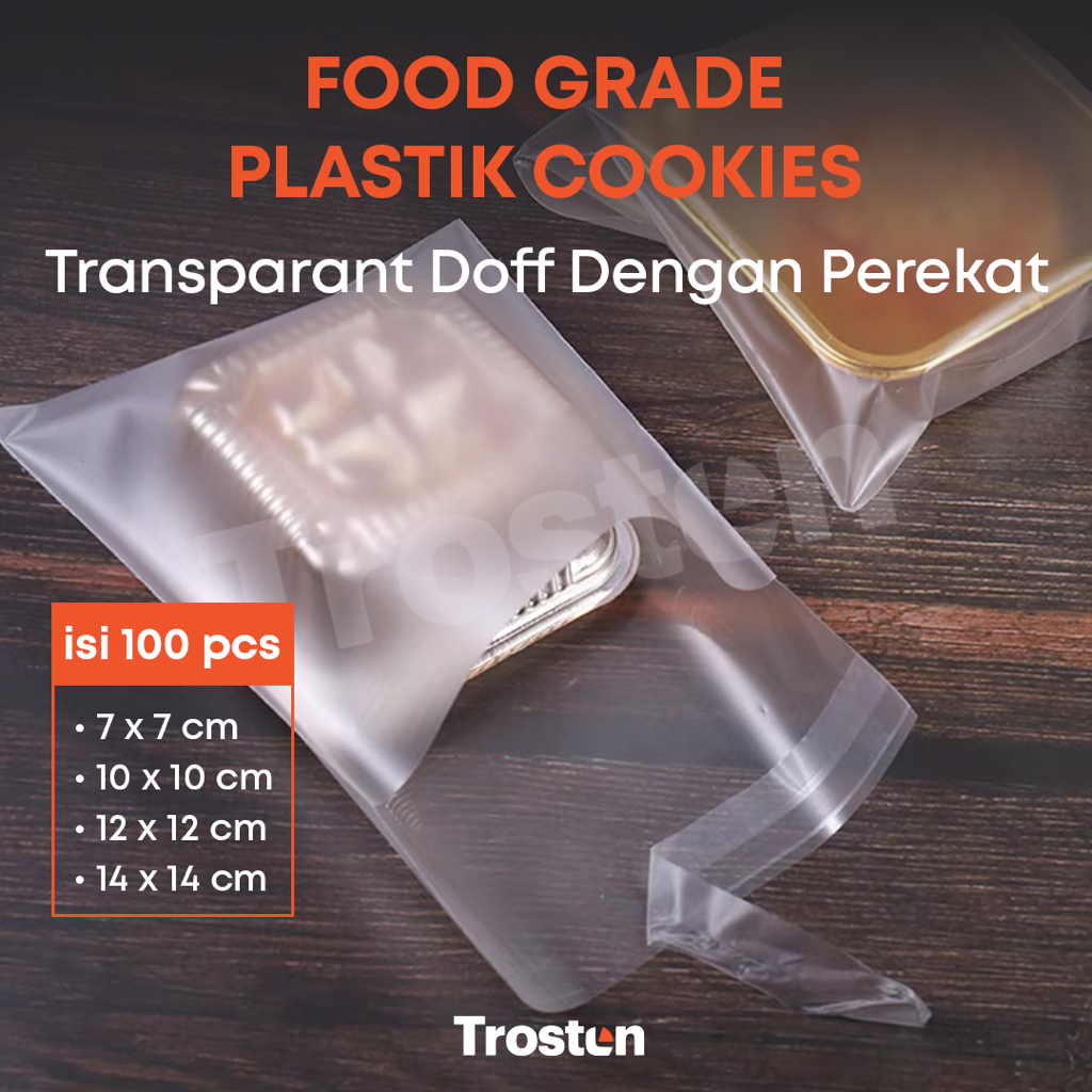 Jual Trosten Plastik Cookies 100pcs Polos Doff dengan Perekat Food ...