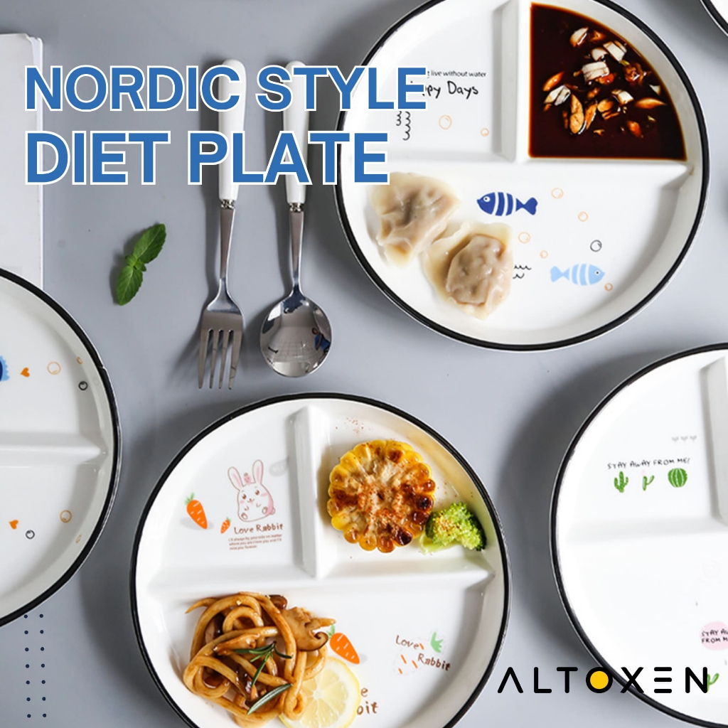 Jual Diet Plate Nordic Style 3 Compartemen Piring Diet Piring Keramik ...