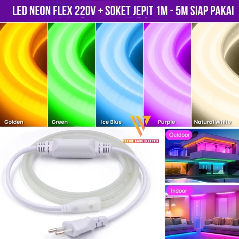 Jual LAMPU LED NEON FLEX 220V SOKET JEPIT 1M - 5M / LAMPU DETAK JANTUNG ...