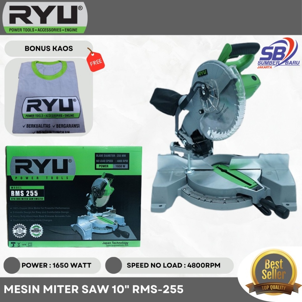 Jual Mesin Potong Alumunium Kayu Besi 10" Inch RYU RMS 255 Mitter Saw Sliding 255mm SBJ | Shopee ...