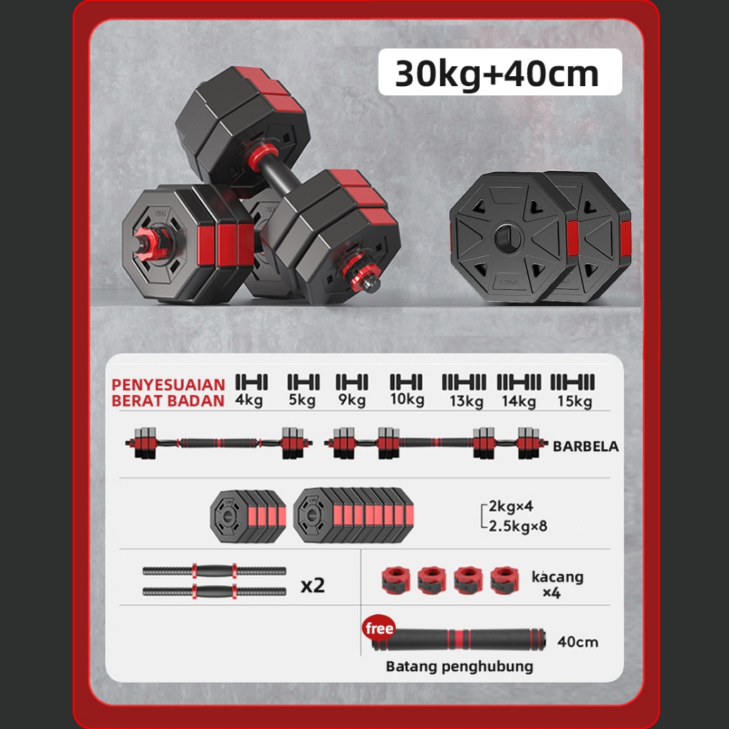 Jual Dumbell Set 30kg/40KG Barbel 4 in1 PVC Alat Olahraga Angkat Besi | Shopee Indonesia