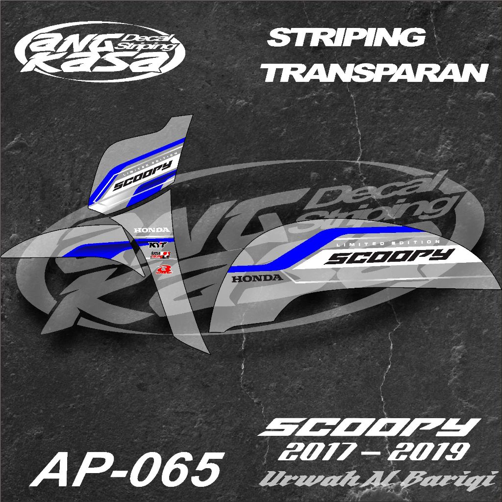 Jual AP-065 Striping Stiker Transparan Honda scoopy tahun 2017-2020 Desain tema racing Simpel ...