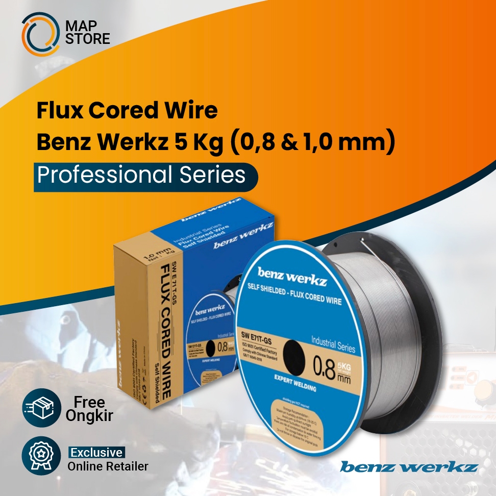 Jual Kawat Las MIG Flux Core Wire 0.8MM/ 1MM 5Kg E71T-GS Tanpa Gas CO2 Benz | Shopee Indonesia