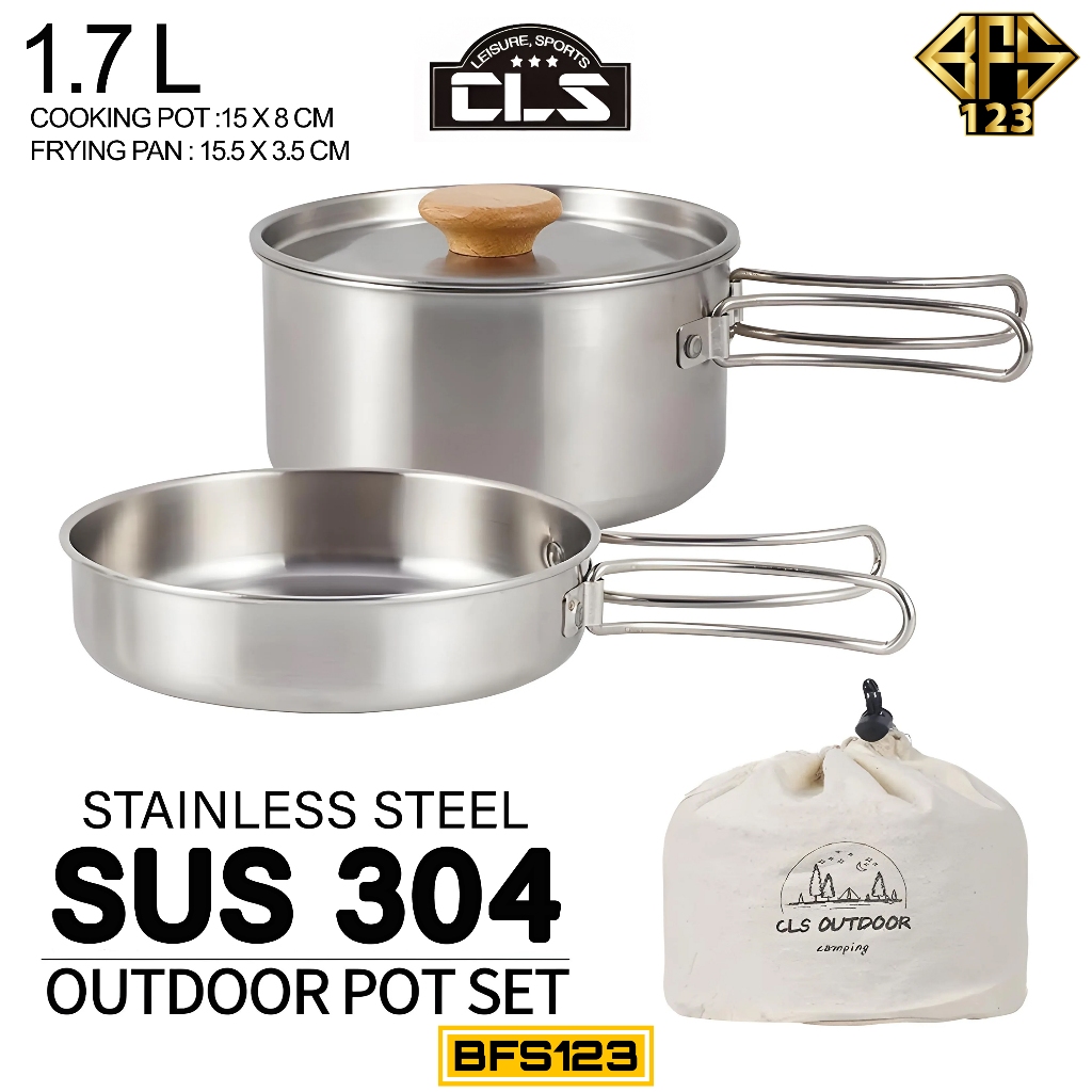 Jual Nesting Cooking Set Peralatan Masak Camping Hiking Panci 1,7 L Fry ...