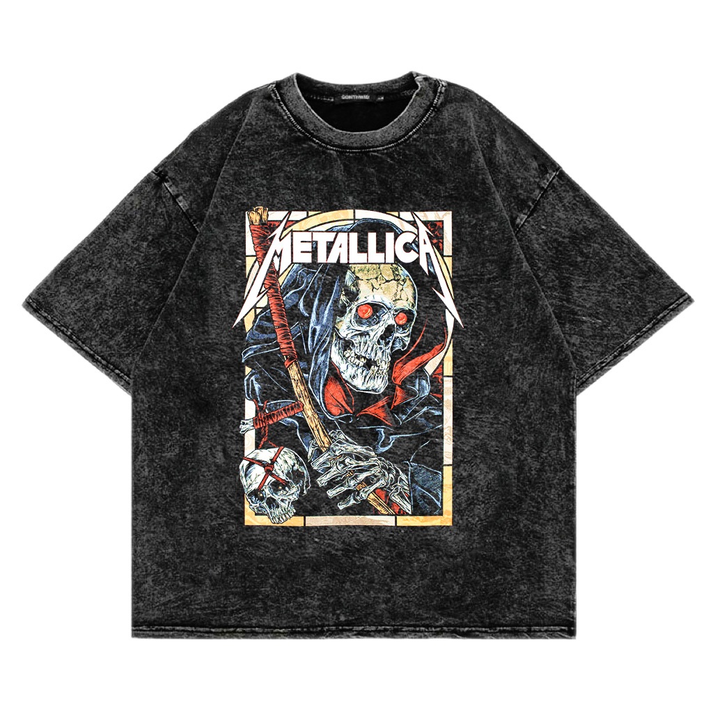 Jual Kaos Washed Metallica Band Vintage T-shirt Oversize ( Death Reaper ...