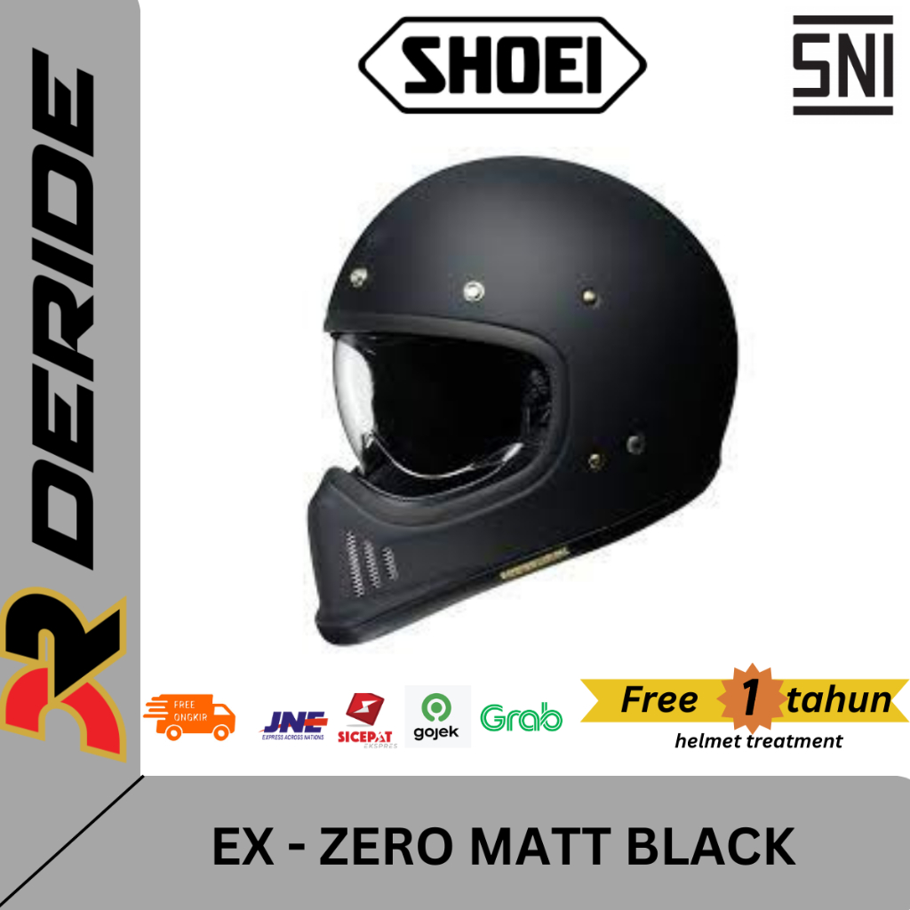 Jual Helm Retro SHOEI EX ZERO Matt Black Helm Cakil Retro SNI Original | Shopee Indonesia