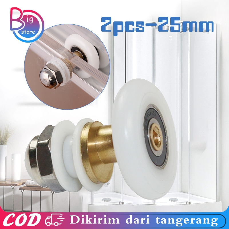 Jual Isi 2pcs Roda Pintu Kamar Mandi Kaca Kuningan 25mm Roda Shower Box ...