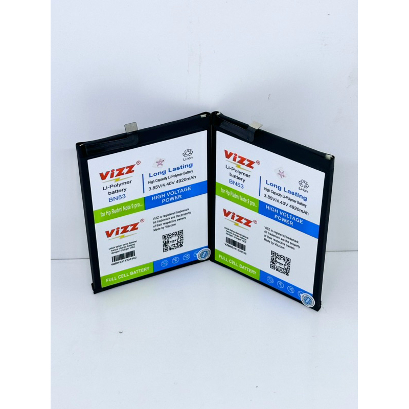 Jual Baterai Batere Vizz BN53 Xiaomi Redmi Note 9 Pro / Redmi Note 10 ...