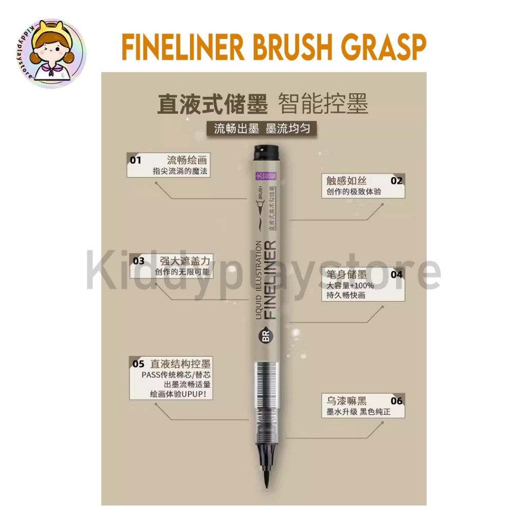 Jual Fineliner Brush Grasp Pulpen Penebal Garis Crayon Grasp | Shopee ...
