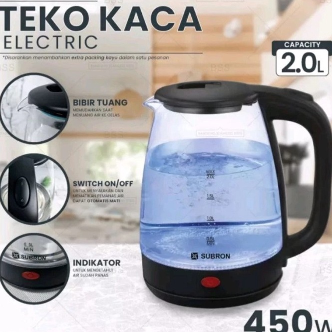 Jual QLA Teko Kaca elektrik Teko Listrik Kettle electric 2 liter Best ...