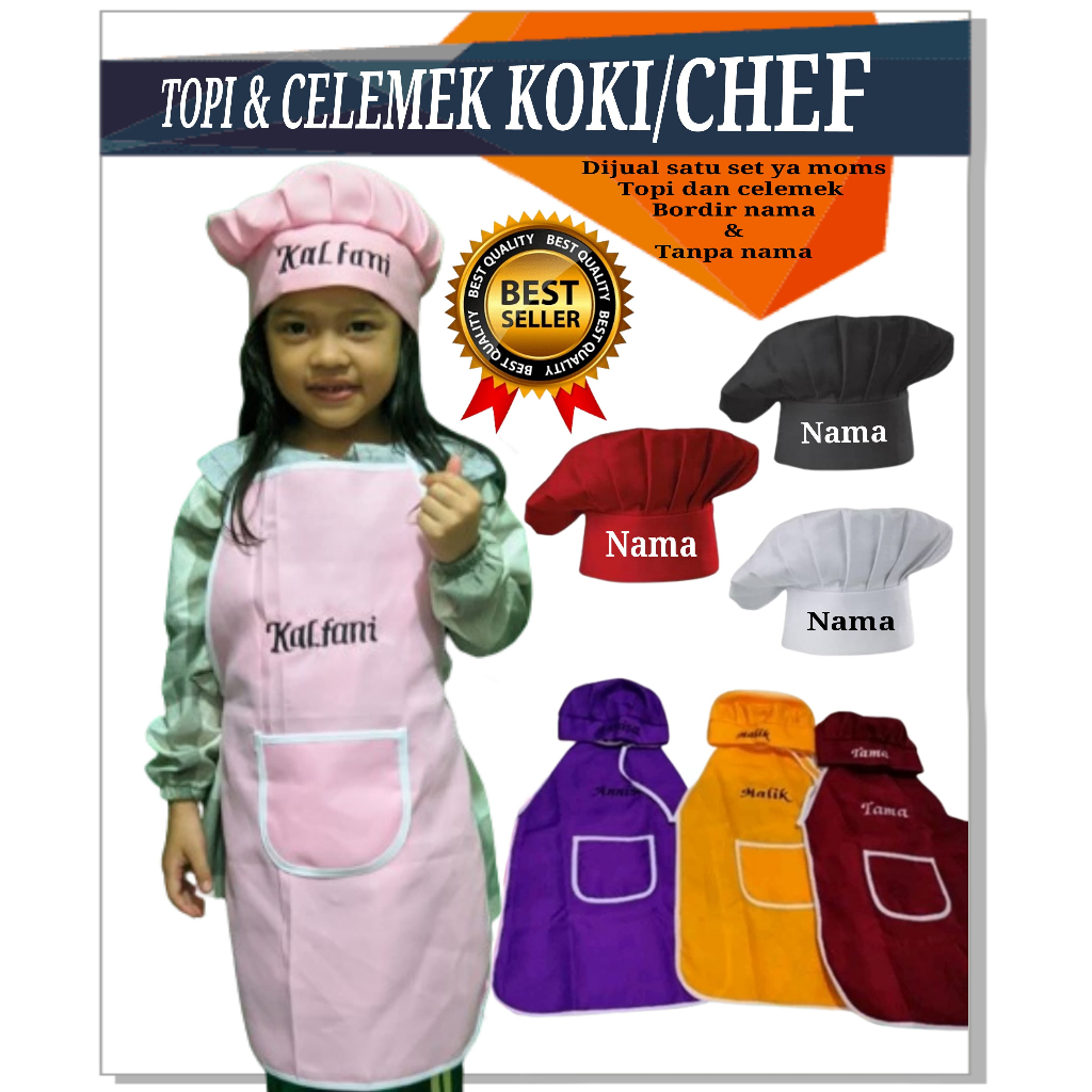 Jual Celemek Dan Topi chef Anak / Topi Chef & Celemek Chef | Shopee ...
