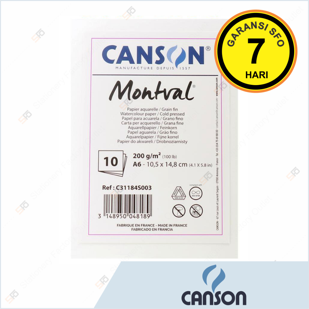Jual Canson Montval A6 200g - 10 sheets - Watercolor Paper - Kertas Cat ...