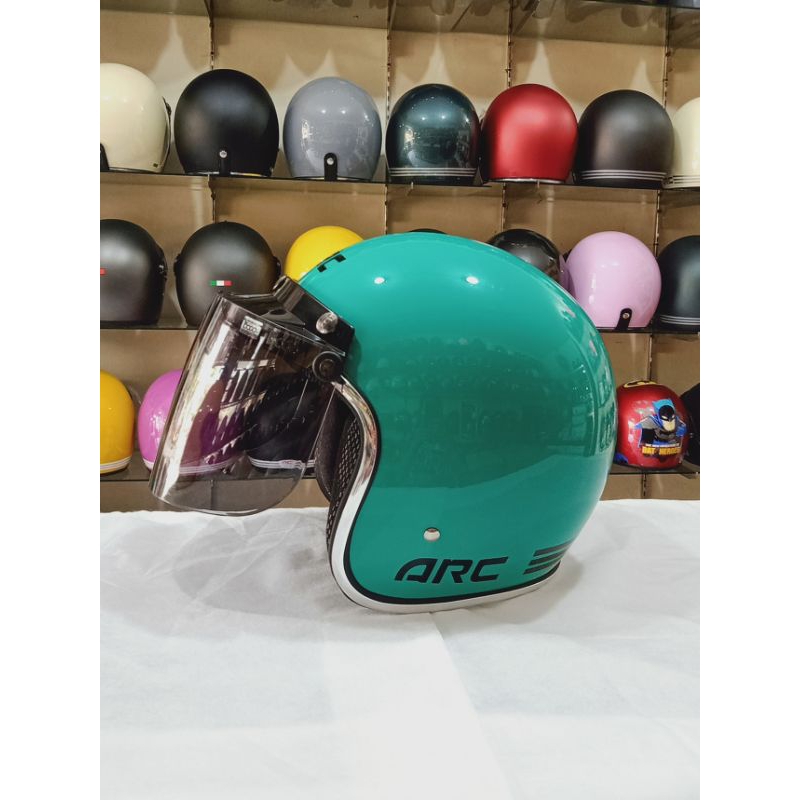 Jual ARC Aizo List Chrome Helm Bogo Warna Hijau Pastel Glossy SNI COD ...