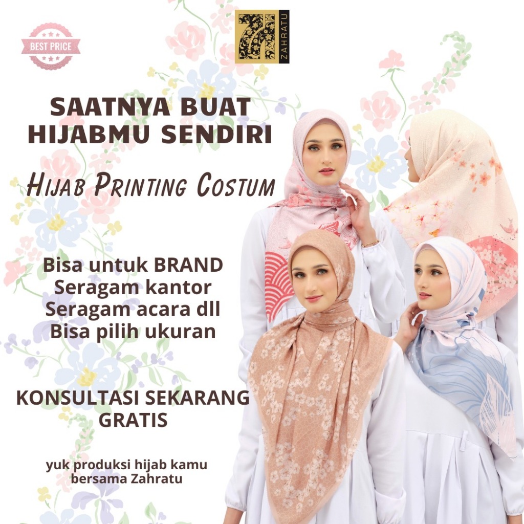 Jual ZAHRATU - HIJAB CUSTOM KERUDUNG COSTUM (DESIGN BEBAS) MINMAL 20PCS ...