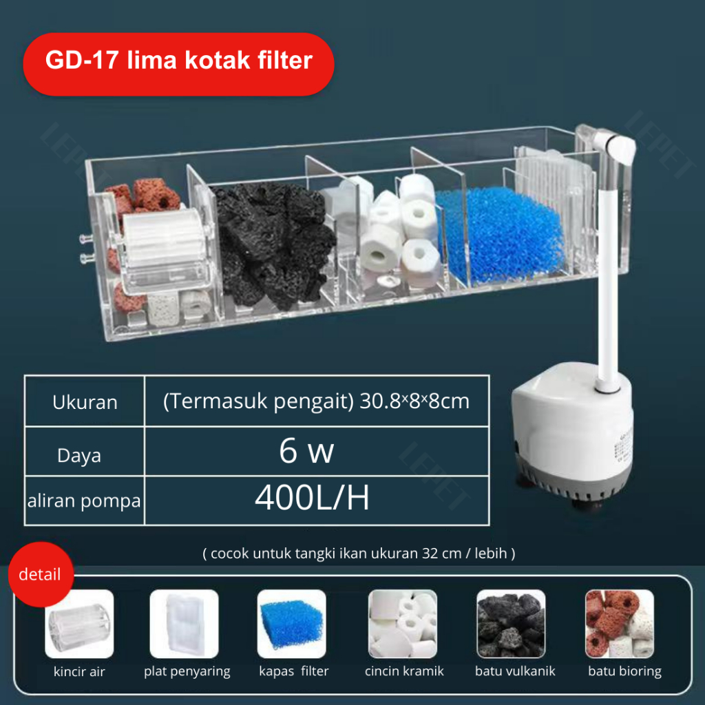 Jual LEPET Hanging / GD15 / GD16 / GD17 / GD18 / GD19/ Hang on Filter Aquarium / Filter Gantung ...