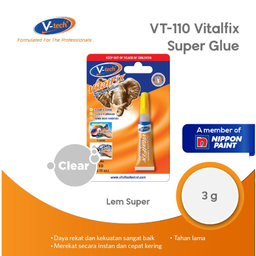 Jual LEM SUPER NIPPON PAINT LEM G VT-110 VITALFIX SUPER GLUE 3g LEM logam karet keramik kulit ...