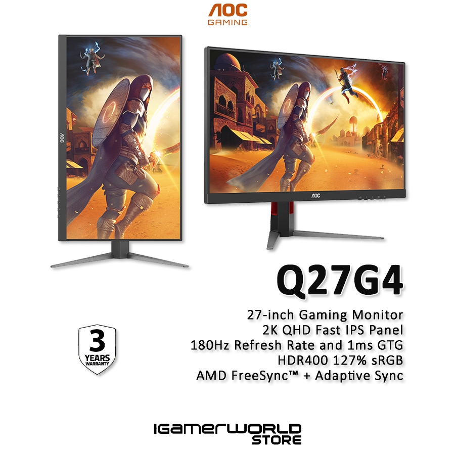 Jual AOC Q27G4 27 inch 2K QHD 180Hz Fast IPS HDR400 Gaming Monitor ...