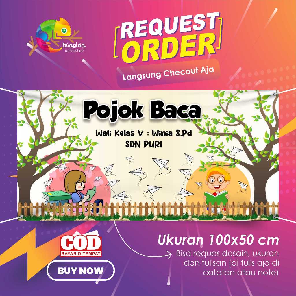 Jual Spanduk Banner Pojok Baca, Pohon Literasi Custom | Shopee Indonesia