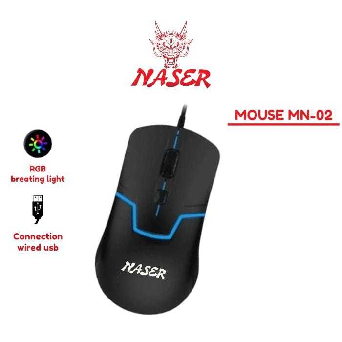 Jual NASER MOUSE KABEL LED MN-02 GAMING BLACK /MOUSE GAMING WIRED USB ...