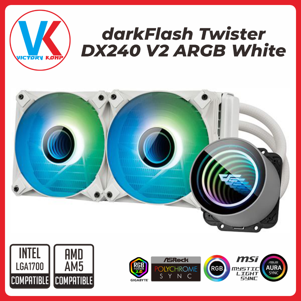 Jual darkFlash Twister DX240 V2 ARGB White AIO Liquid CPU Cooler 240mm ...