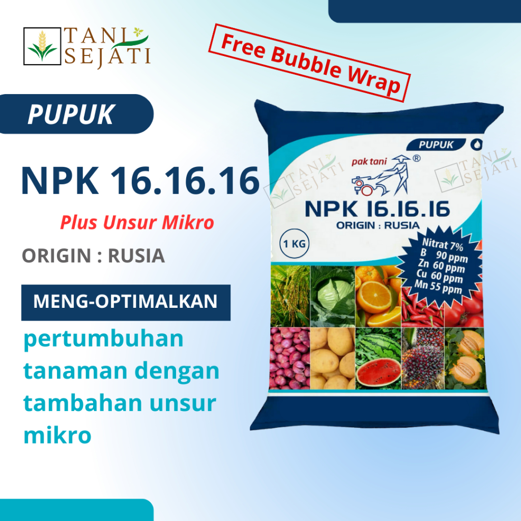 Jual Pupuk NPK 161616 Pak Tani 1 Kg Kemasan Pabrik Untuk Fase Vegetatif ...