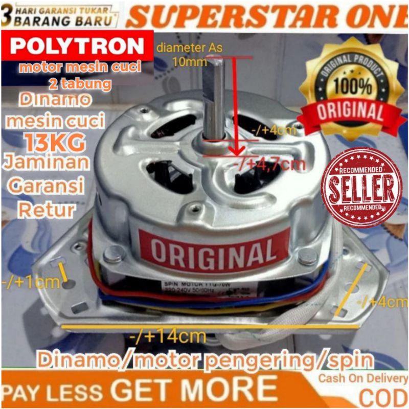 Jual Dinamo/motor spin mesin cuci polytron Kapasitas 13kg/dinamo pengering | Shopee Indonesia