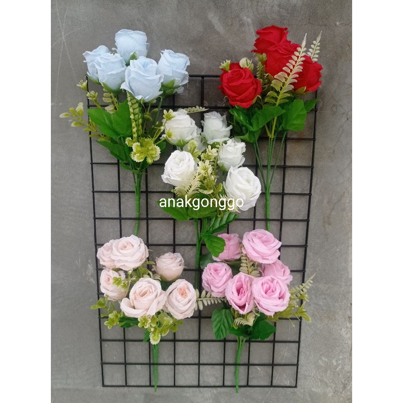 Jual Bunga Rose Mawar Putik Cabang 6 Mini Merah Peach Biru Muda Pink ...
