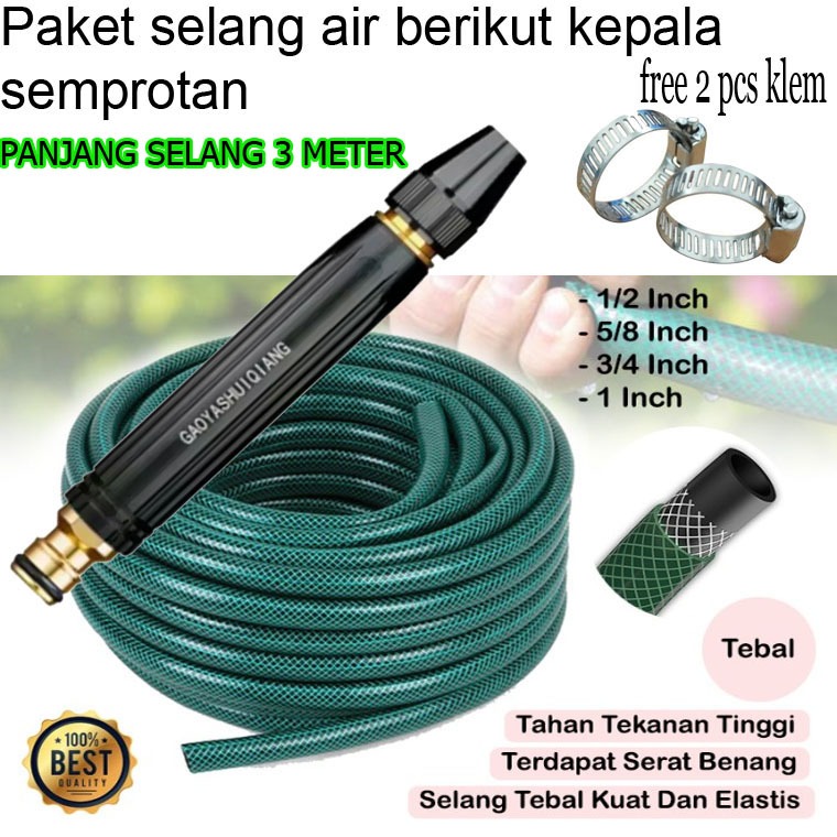 Jual PAKET SELANG SEMPROTAN AIR 5/8 INCH 3 METER JET SPRAY TAMAN KEBUN ...