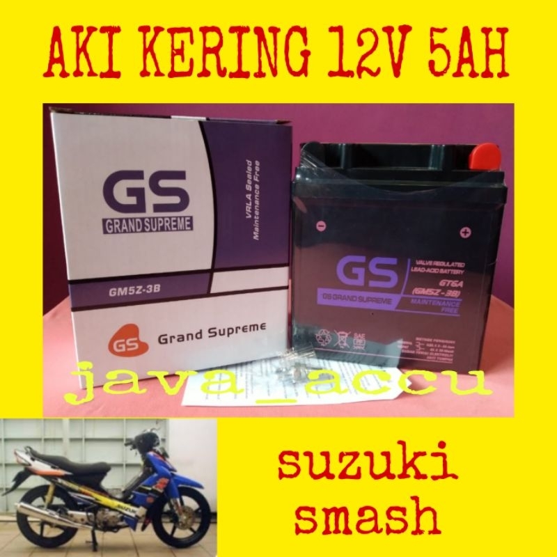 Jual Aki motor suzuki smash aki kering aki gs grand supreme gm5z-3b 12v ...
