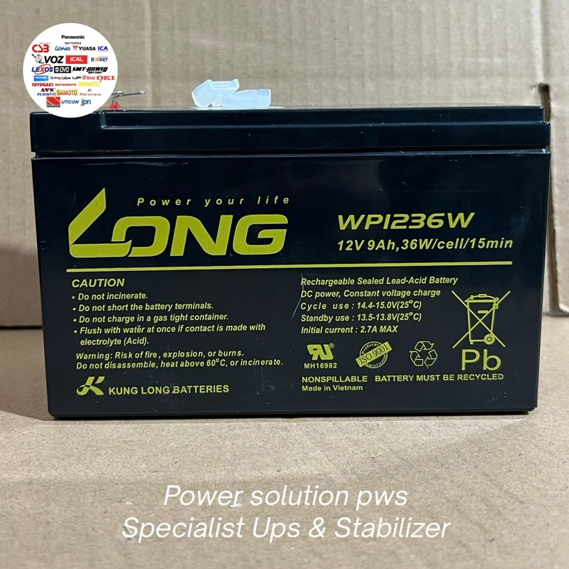 Jual Accu Aki Baterai Battery Vrla LONG WP1236W WP 1236 W 12V 9Ah 36W ...