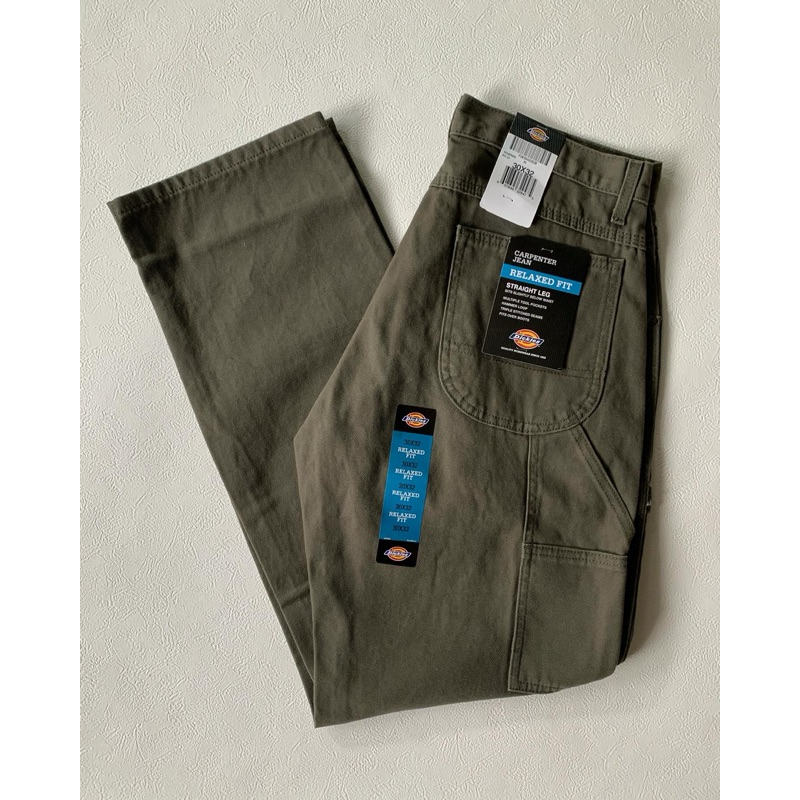 Jual Dickies Duck Carpenter Pants Relaxed Heavyweight Rinsed Moss Green ...