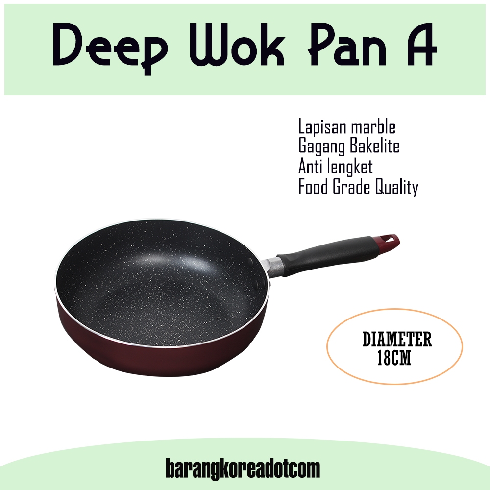 Jual Deep Wok Pan HWDA Akebonno 18 cm / Wok Pan Anti Lengket Lapisan ...
