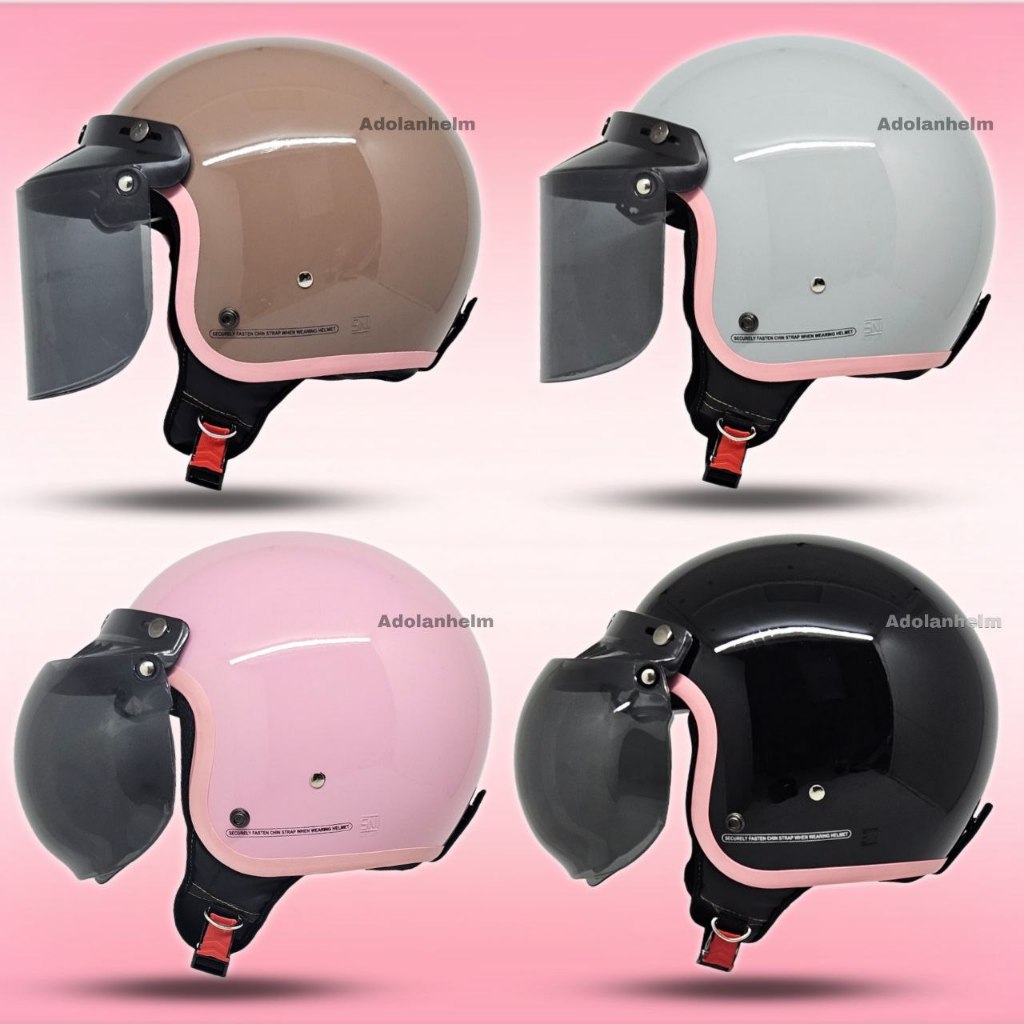 Jual Helm Bogo Hijab List Pink Full Leher SNI Motorcyle | Shopee Indonesia